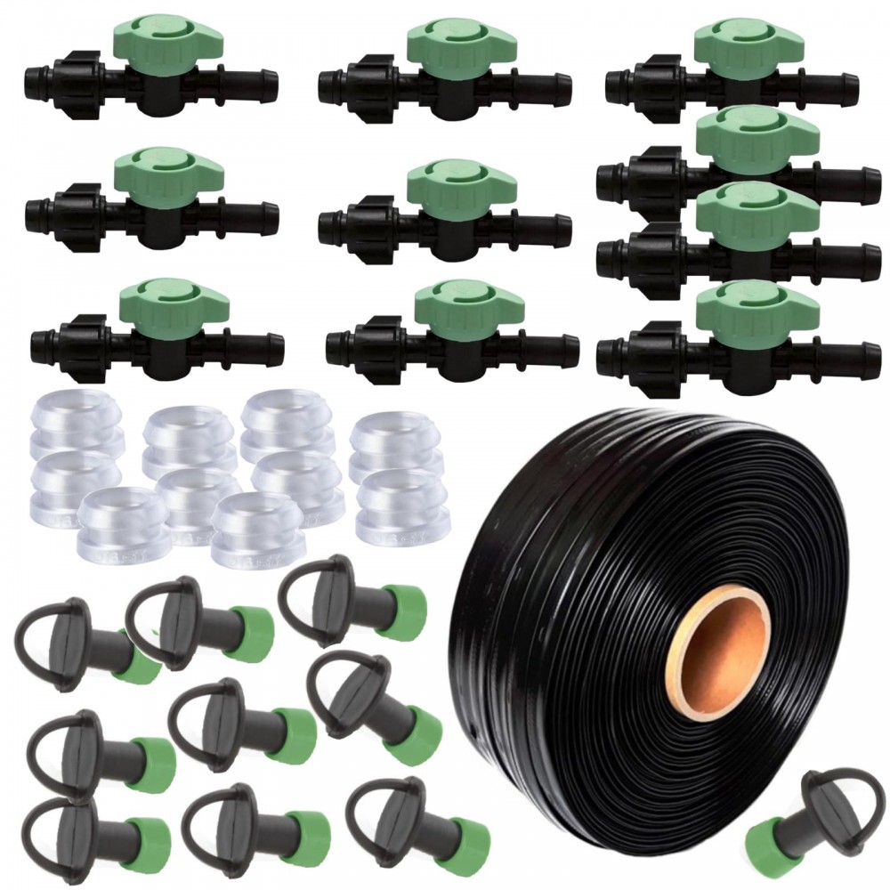 Kit irigare banda picurare 10cm/100m, cu 30 accesorii